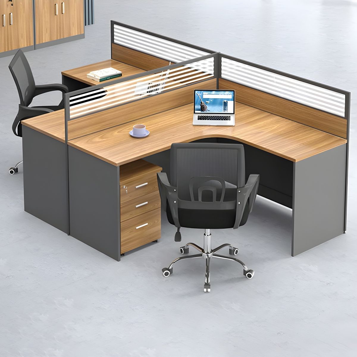 L-Shaped Modern Office Workstation - Furniture Village