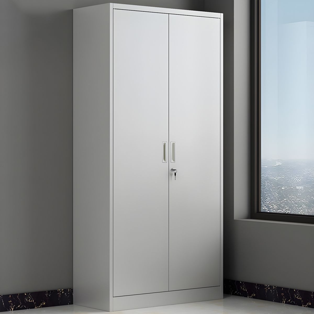 Two door vertical metallic office cabinet - Furniture Village