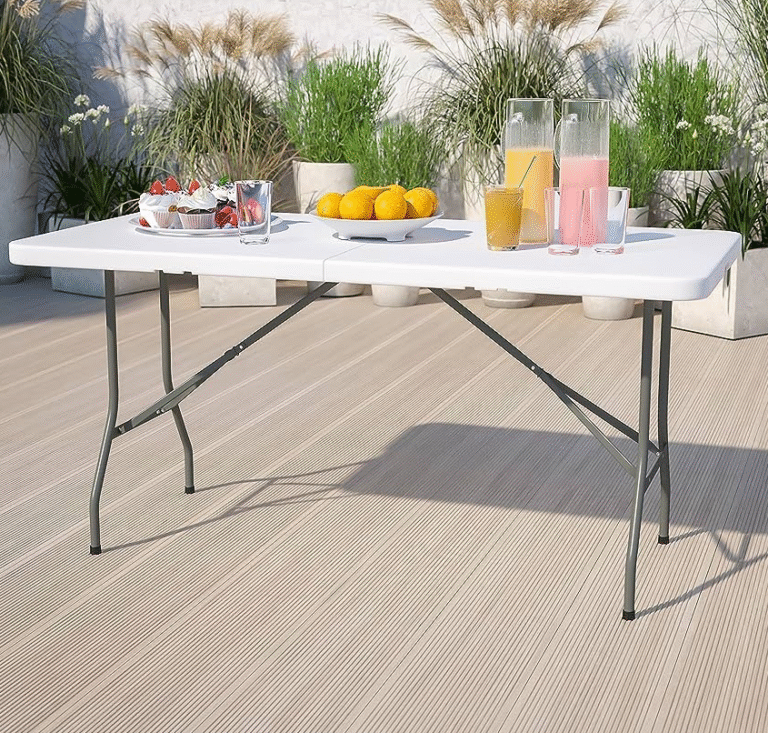 White Rectangular Foldable Plastic Table - Furniture Village Furniture ...